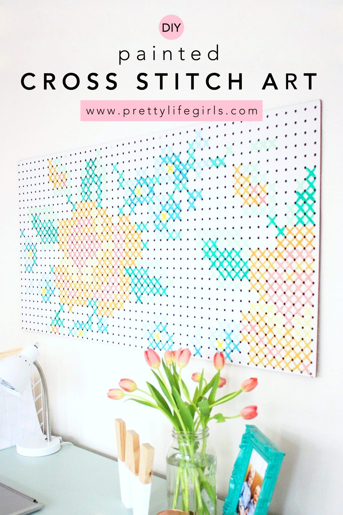 DIY Painted Cross Stitch Art | DIY Projects | The Pretty Life Girls