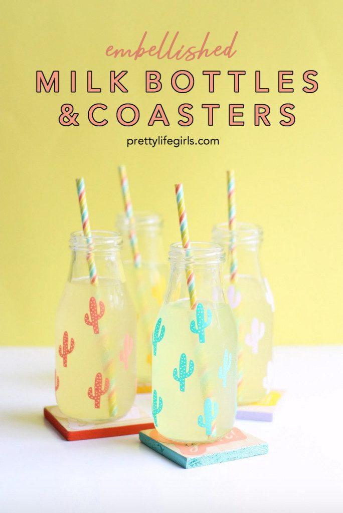 DIY Graphic Milk Bottles + Coasters - The Pretty Life Girls