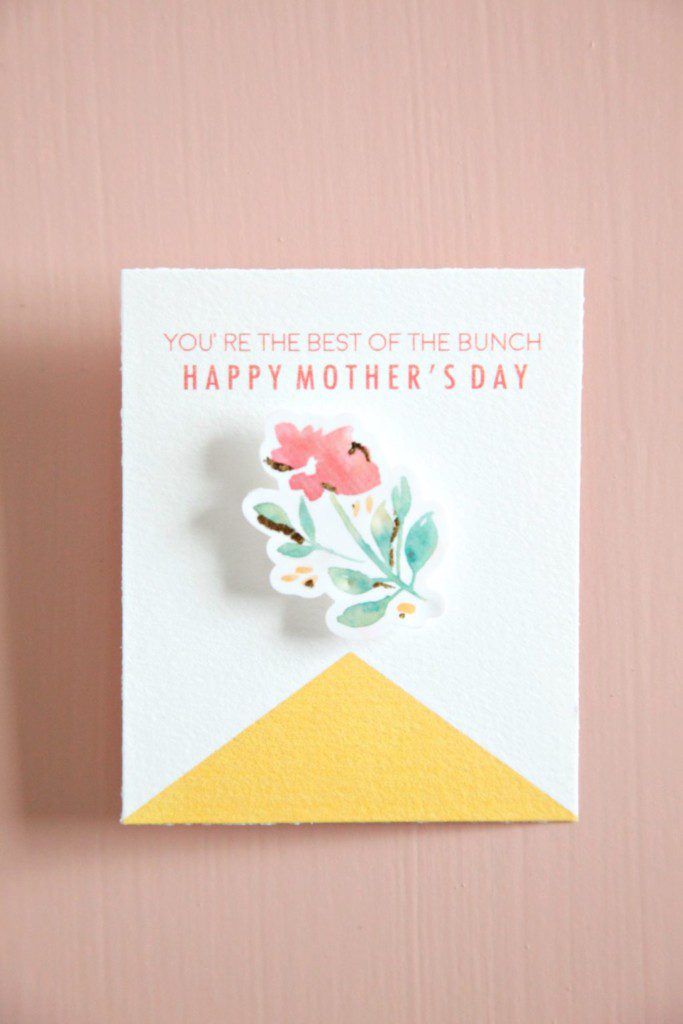 Gold Foiled Mother's Day Flower Pins with Free Printable Card | The ...