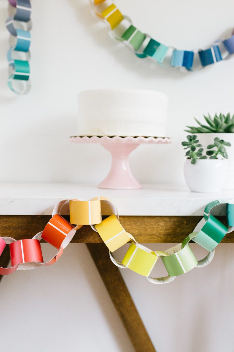 How to make a DIY Paint Chip Paper Chain Garland | The Pretty Life Girls