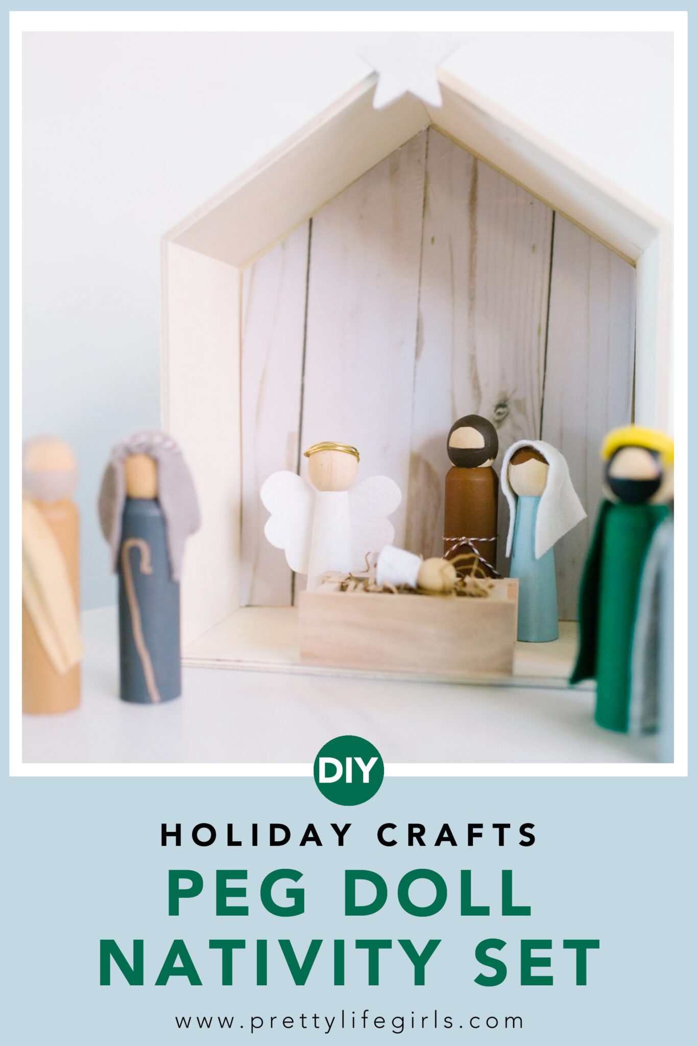 How to Make your Own DIY Wooden Peg Doll Nativity Set | The Pretty Life ...