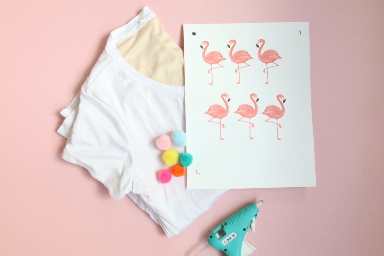 DIY HTV Shirt Ideas: Flamingo and Pom-Pom T-Shirt | The Pretty Life Girls