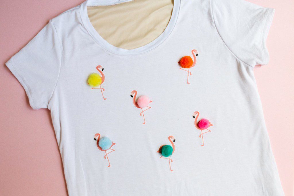 DIY HTV Shirt Ideas: Flamingo and Pom-Pom T-Shirt | The Pretty Life Girls