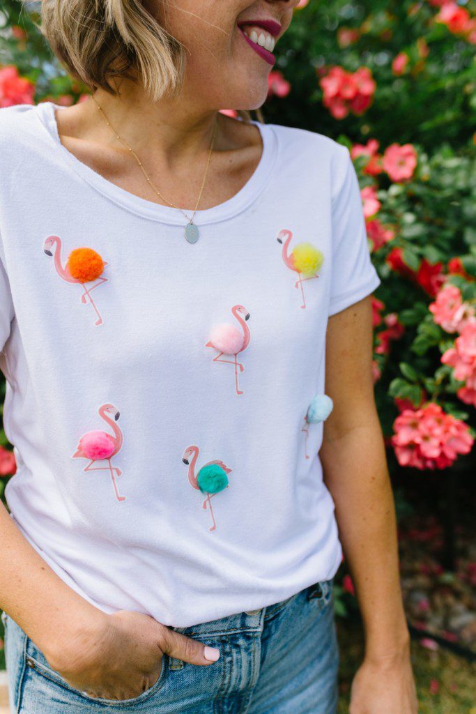 DIY HTV Shirt Ideas: Flamingo and Pom-Pom T-Shirt | The Pretty Life Girls