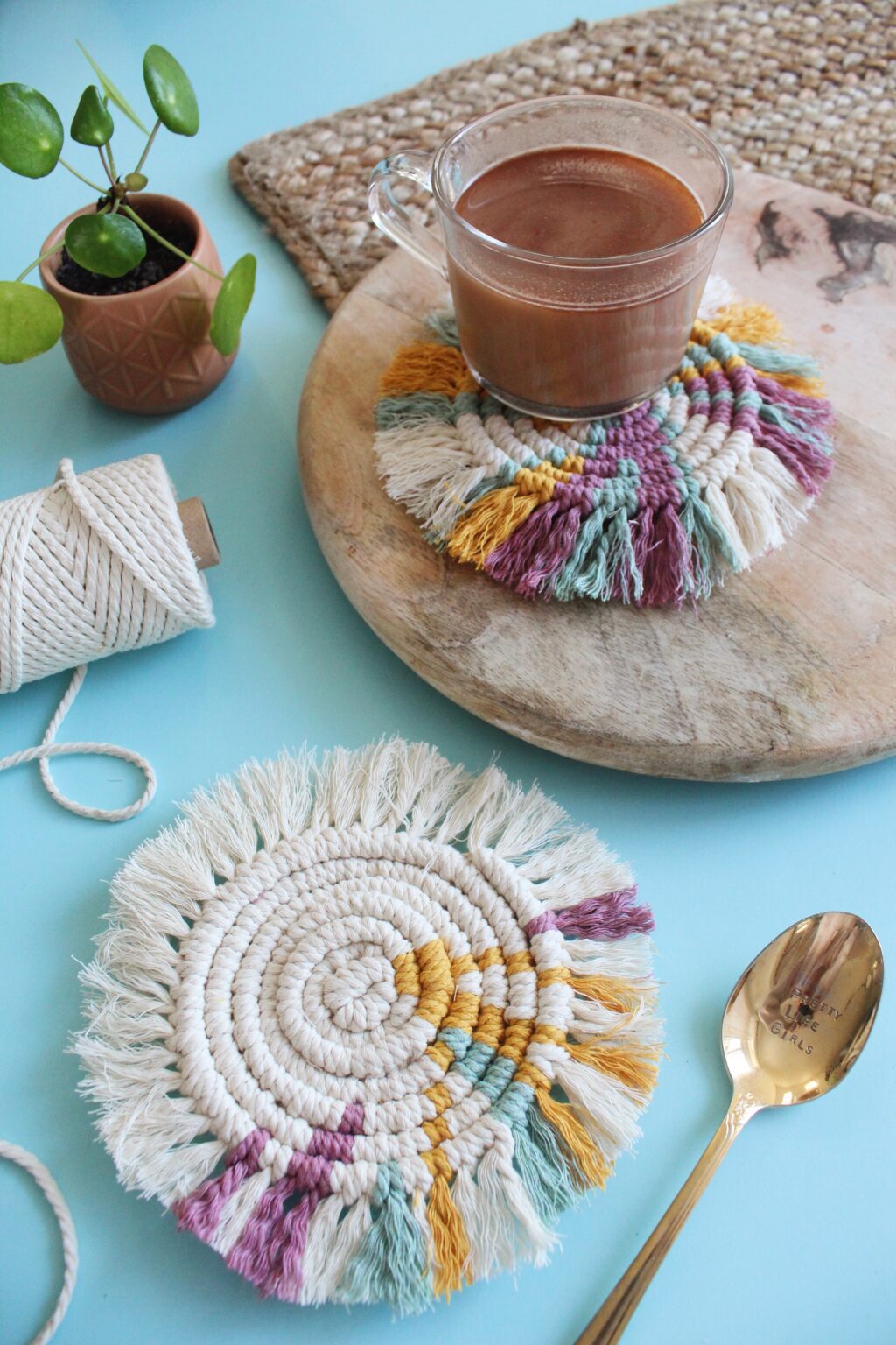 No Sew DIY Macrame Coaster Tutorial | The Pretty Life Girls